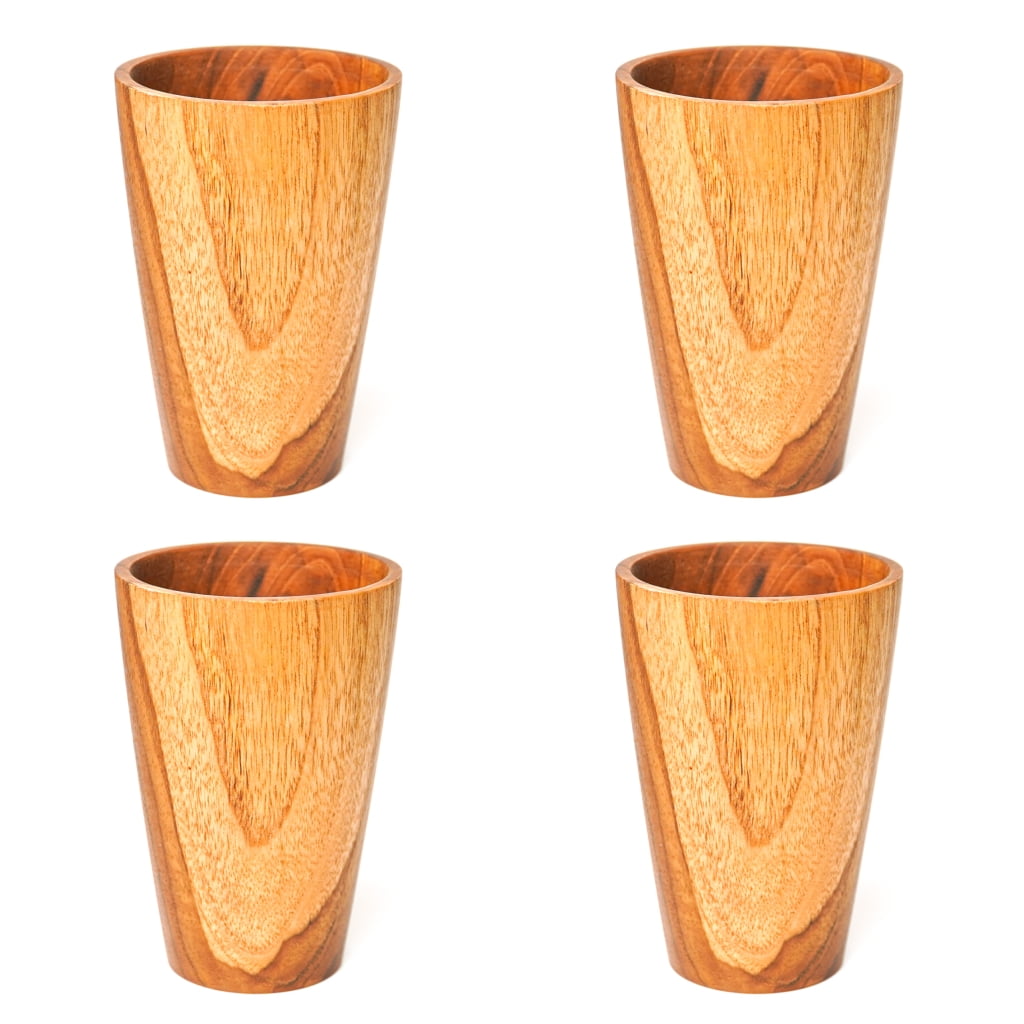 Straight Side Teak Wood Tea Cup - Small 4-Pack - Walmart.com