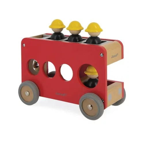 Click here for Janod - Wood Fire Engine - Big Ladder Included - S... prices