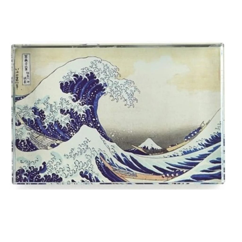 Deskpop Hand Cut Crystal Paperweight With Felt Bottom, Great Wave off ...