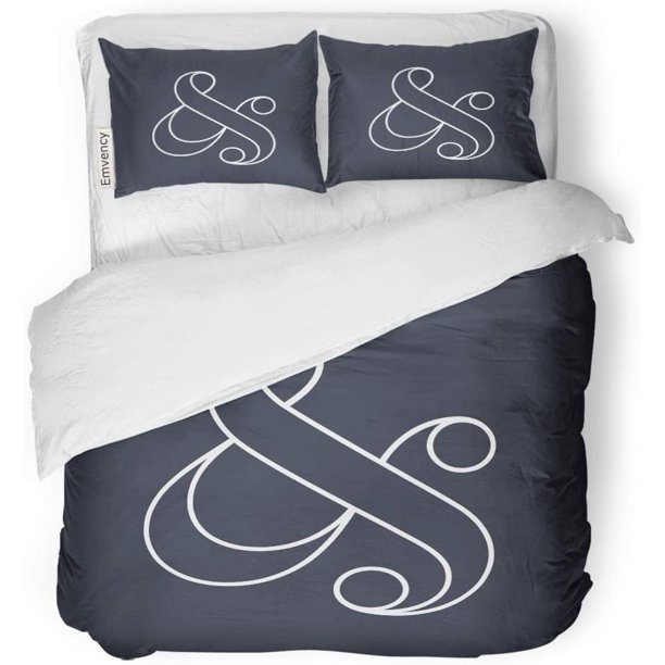HATIART 3 Piece Bedding Set Dingbat White Custom Ampersand on Black ...