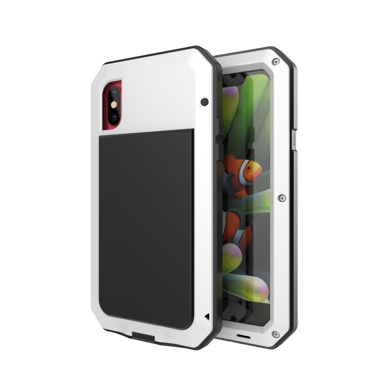 Gorilla Glass Aluminum Metal iPhone X Case (White) Heavy Duty Military ...