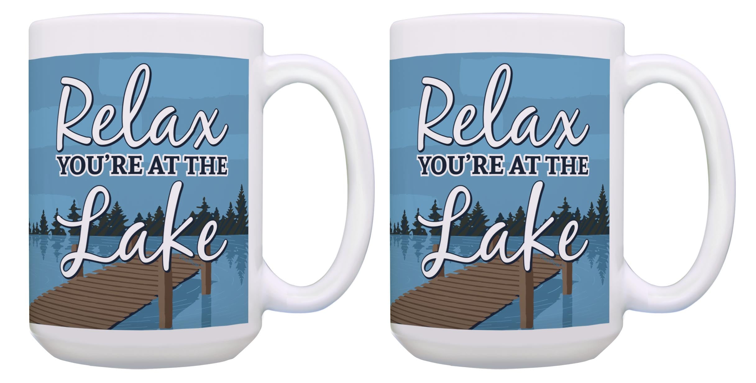 ThisWear Lake Themed Gifts Relax You're at the Lake Mug Set 2 Pack 15oz ...