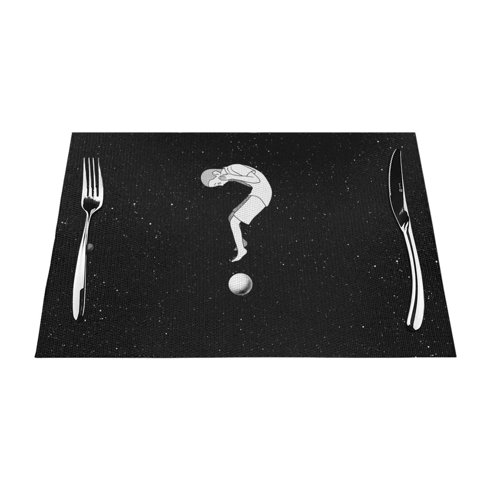 XMXY Woven Placemats Set of 6 PCS, Fantasy Question Mark Pattern Table ...
