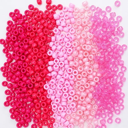 SURJDE Quefe 1200pcs 6x9mm Pony Beads Bulk, 5 Styles Pink Pony Beads ...