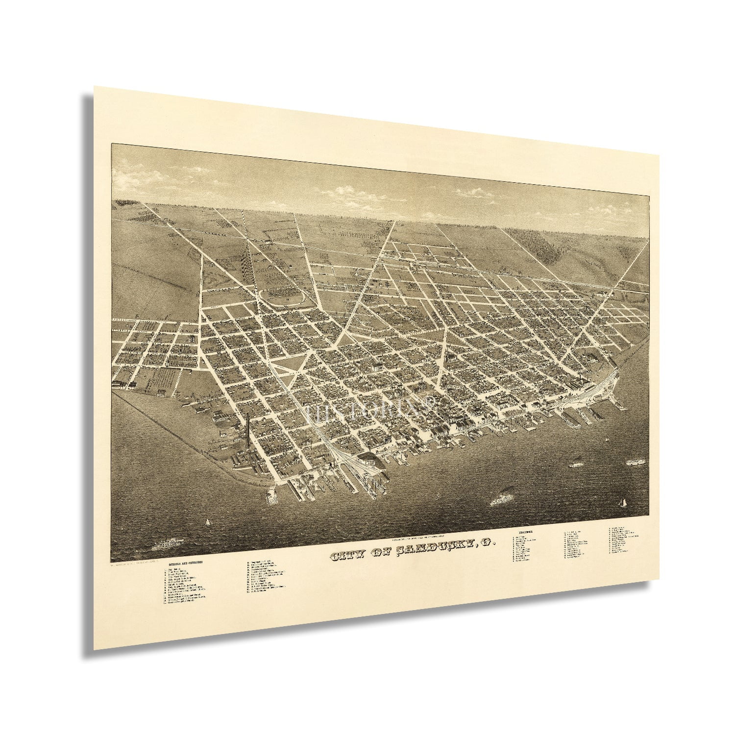 1883 Sandusky Ohio Map - Vintage Map of Ohio - Old Sandusky Erie County ...