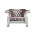 ACME Versailles Chair with 2 Pillows in Ivory Fabric and Bone White ...