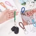 24Pcs 12 Colors Imitation Leather Keychain with Platinum Plated Iron ...