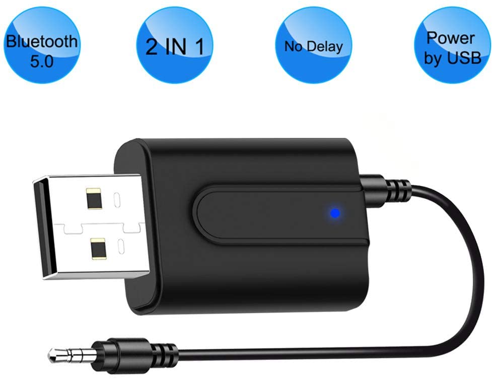 Bluetooth 5.0 Transmitter Receiver Jack 3.5, Mini Wireless USB ...