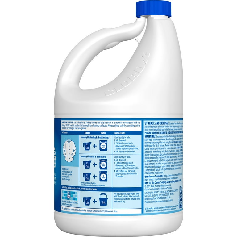 Bleach Liquid Laundry Bleach Splash-Less Bleach Cleaner, 117oz ...