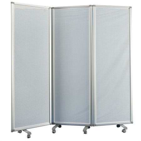 Accordion Style Metal 3 Panel Room Divider with Perforated Details ...