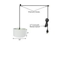 1 Light Swag Plug-In Pendant 16"w White Linen Drum Shade, 17' Black ...