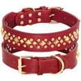 Pet Artist Soft Leather Pet Dog Collar Gold Rivet Studded Adjustable ...
