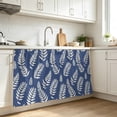 Beige Ferns Cabinet Curtain, Marine Plants Fronds Floral Navy Blue ...