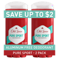 (6 pack) Old Spice Aluminum Free Men's Deodorant, High Endurance Pure ...