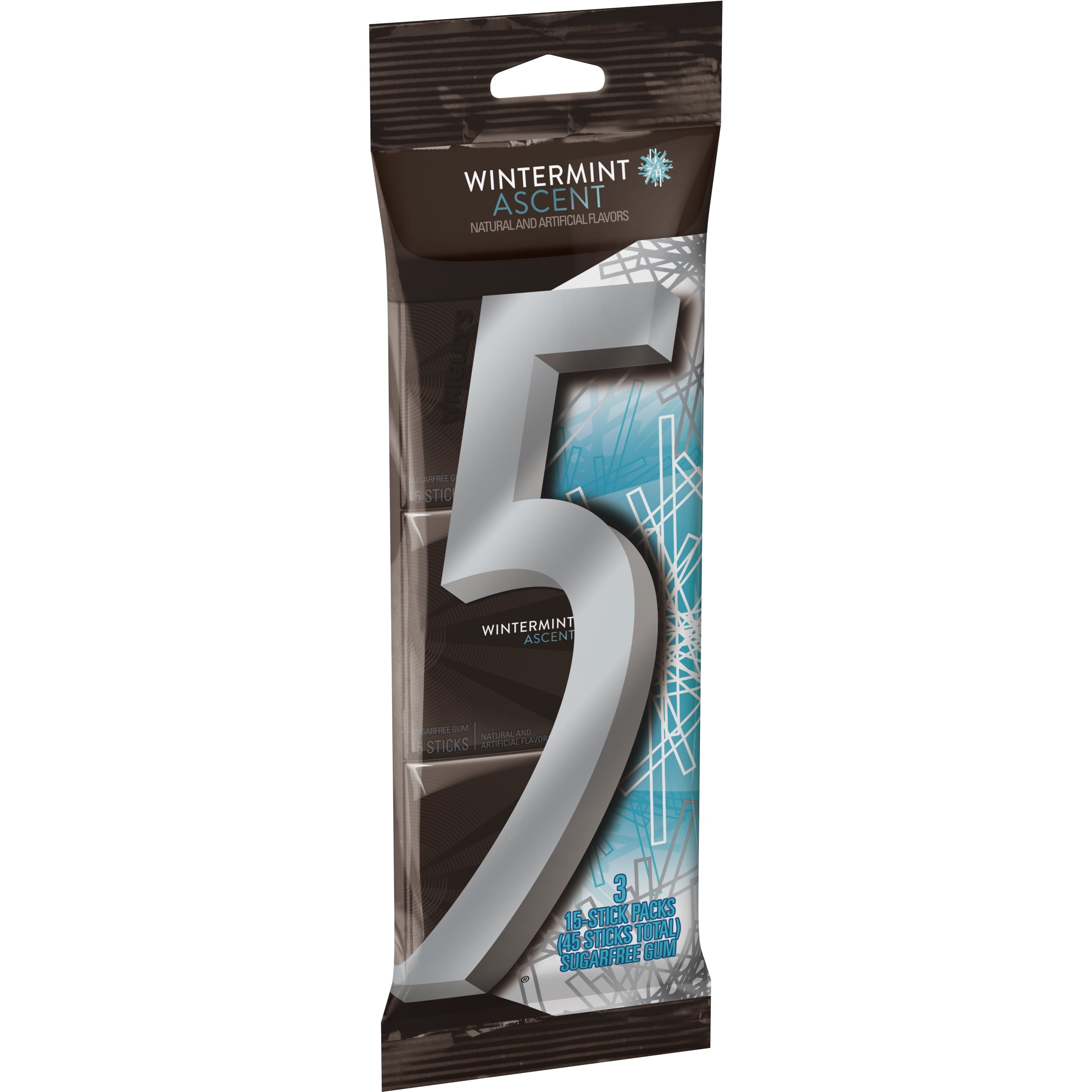 5 Gum Wintermint Ascent Sugar Free Chewing Gum, 15 Pieces (Pack of 3 ...