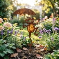 Cute Iron Frog Garden Stake Sign with Umbrella, Handcrafted Metal Yard ...