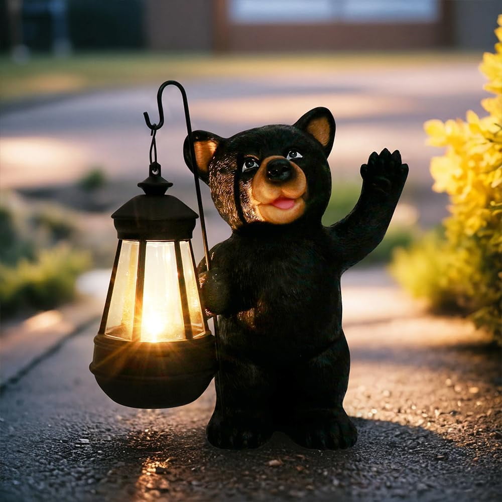 Click here for Siabc-Solar Black Bear Garden Statues With Solar L... prices