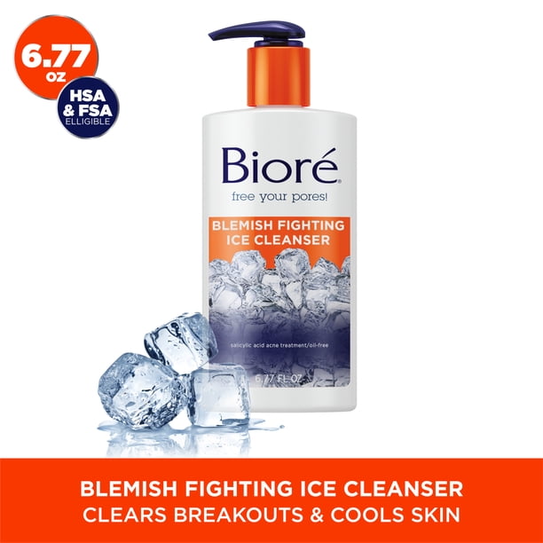 Biore 2% Salicylic Acid Blemish-Fighting Ice Cleanser Acne Treatment, 6 ...