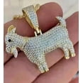 2.80 Ct Round Cut White Moissanite Goat Men's Pendant 14K Yellow Gold ...