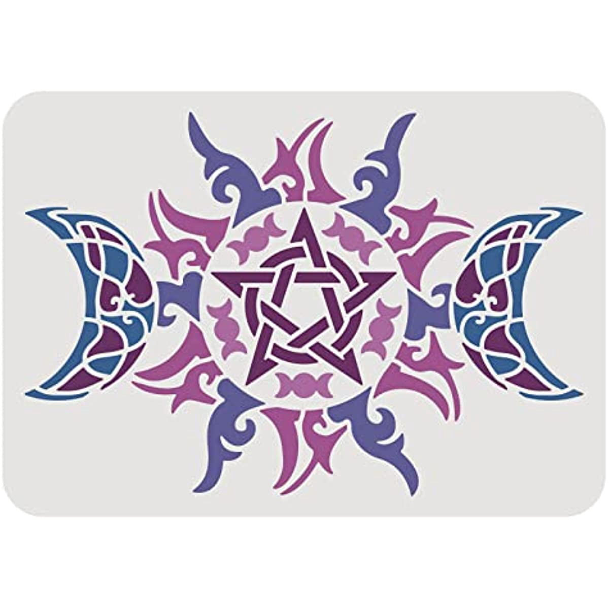 Triple Moon Plastic Painting Stencils Stars Goddess Symbol Reusable ...