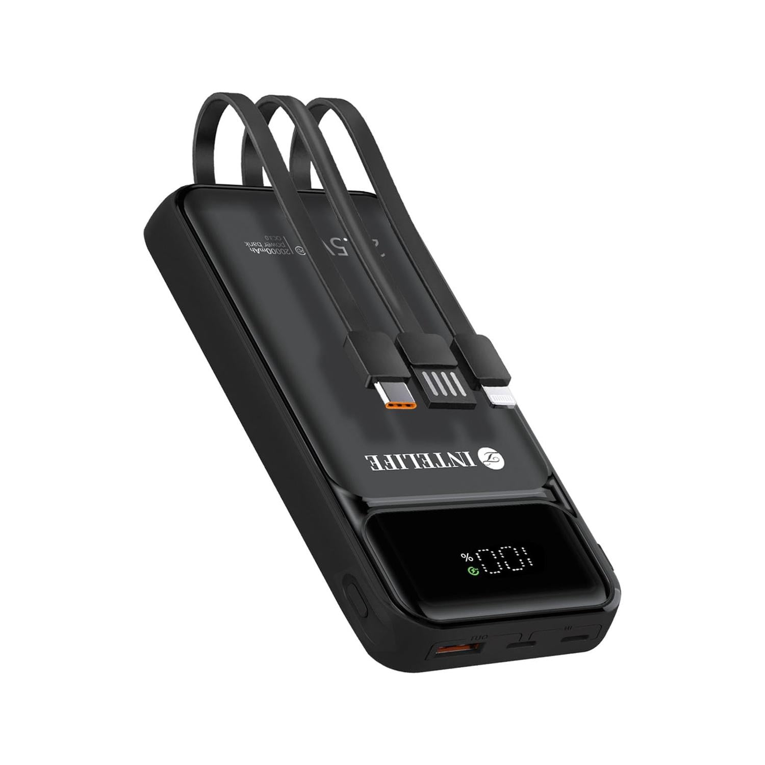 Power Bank INTELIFE Negro 20000mAh Carga Rápida con 3 Cables ...