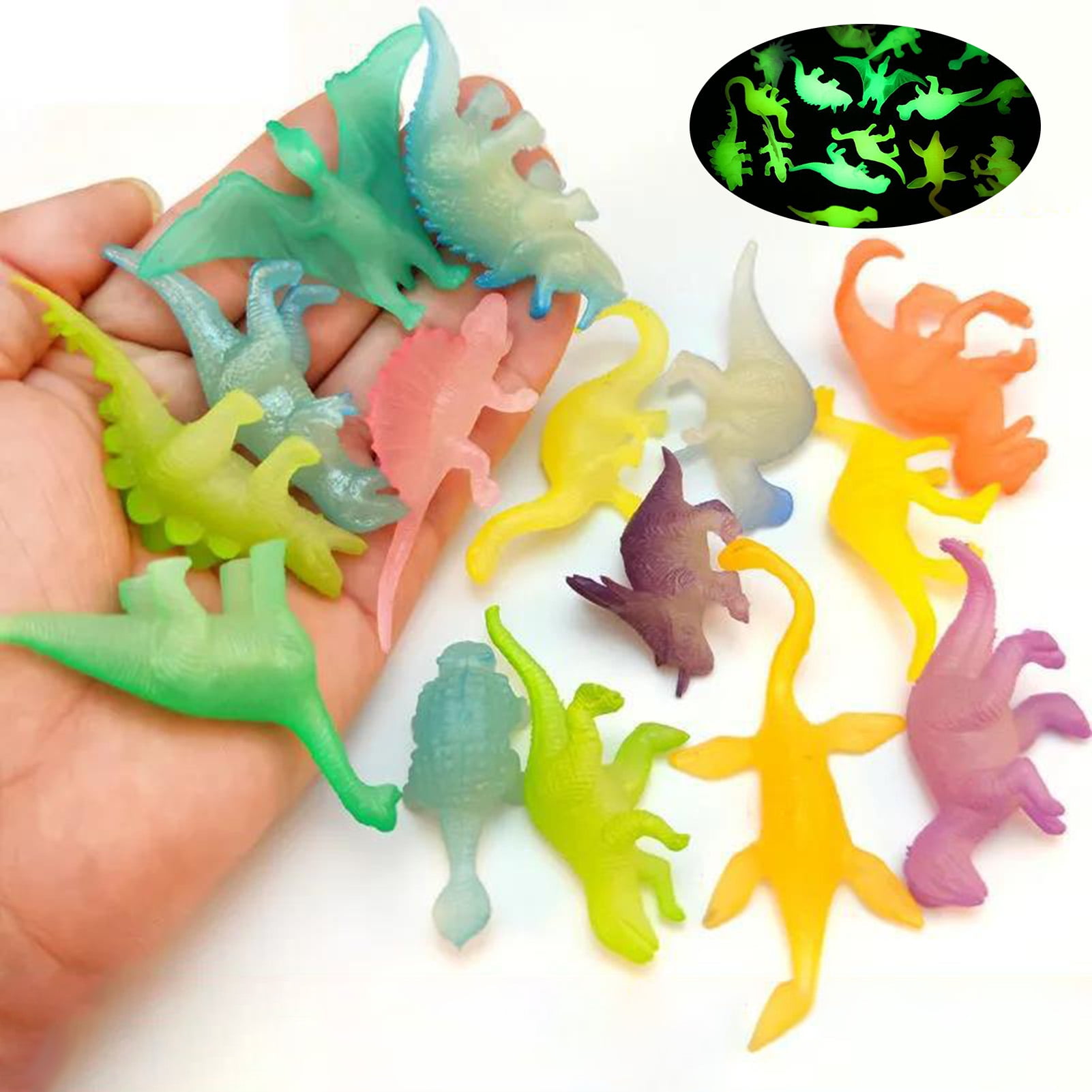 16Pcs Mini Dinosaur Toy Set - Glow in Dark - Tyrannosaurus Rex ...