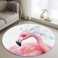 Area Rug 48in, Watercolor Pink Flamingo Feather Floor Carpet Living ...