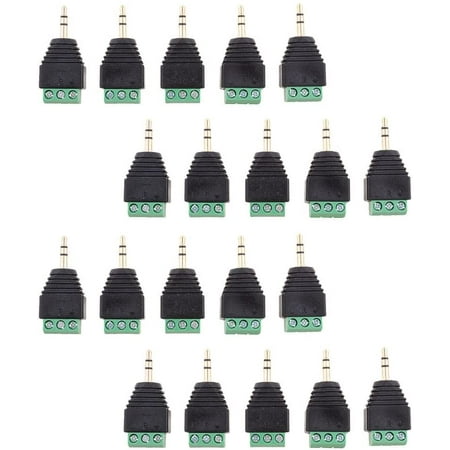 yayagoli 20 Packs 3.5mm (1/8inches) Stereo Audio Male to AV 3-Screw ...