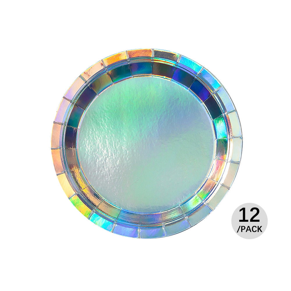 Party Paper Plate 7", Iridescent Shiny, 12Pcs - LIVINGbasics | Walmart ...