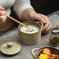 4pcs Small Covered Stewpot Wave Pattern Ceramic Bowl with Lid for Soups ...