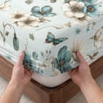 Queen Size Fitted Sheet Set - Teal Beige Floral 3 Piece Bedding Sets 16 ...