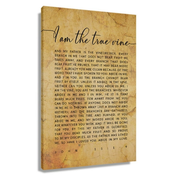 Vintage John 15 1-9 Wall Art Bible Verse Poster For Living Room ...