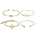 4PC Knot Love Gold Opening Vintage Beautiful Leaf Arrow Bangle Cuff ...