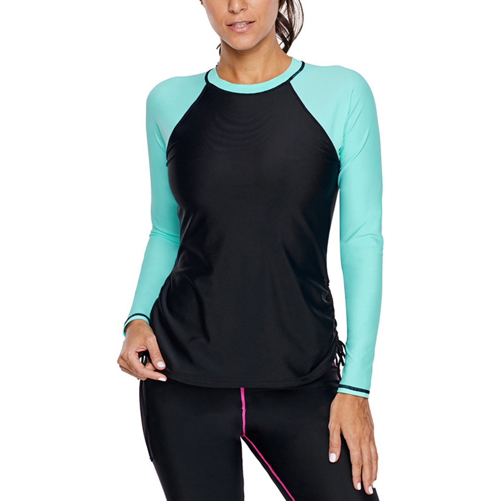 Women Long Sleeve Swimming Pullover Ladies Swim Blouse Top Swimsuit ...