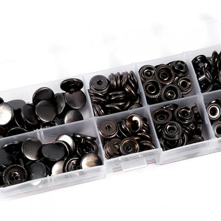 Sonew Press Studs,Bottons,100 Sets 15mm Black Snap Fasteners Popper ...
