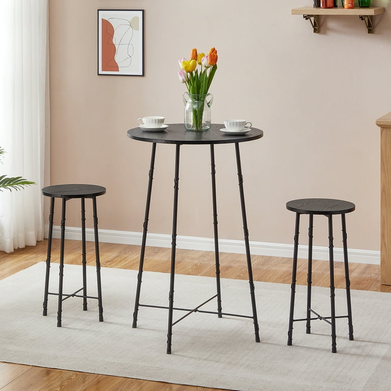 Bar Table Set VECELO 3 Piece Pub Table Set - Black Counter Height ...