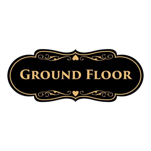 Signs ByLITA Designer Ground Floor Sign (Black /Gold) - Small - Walmart.com
