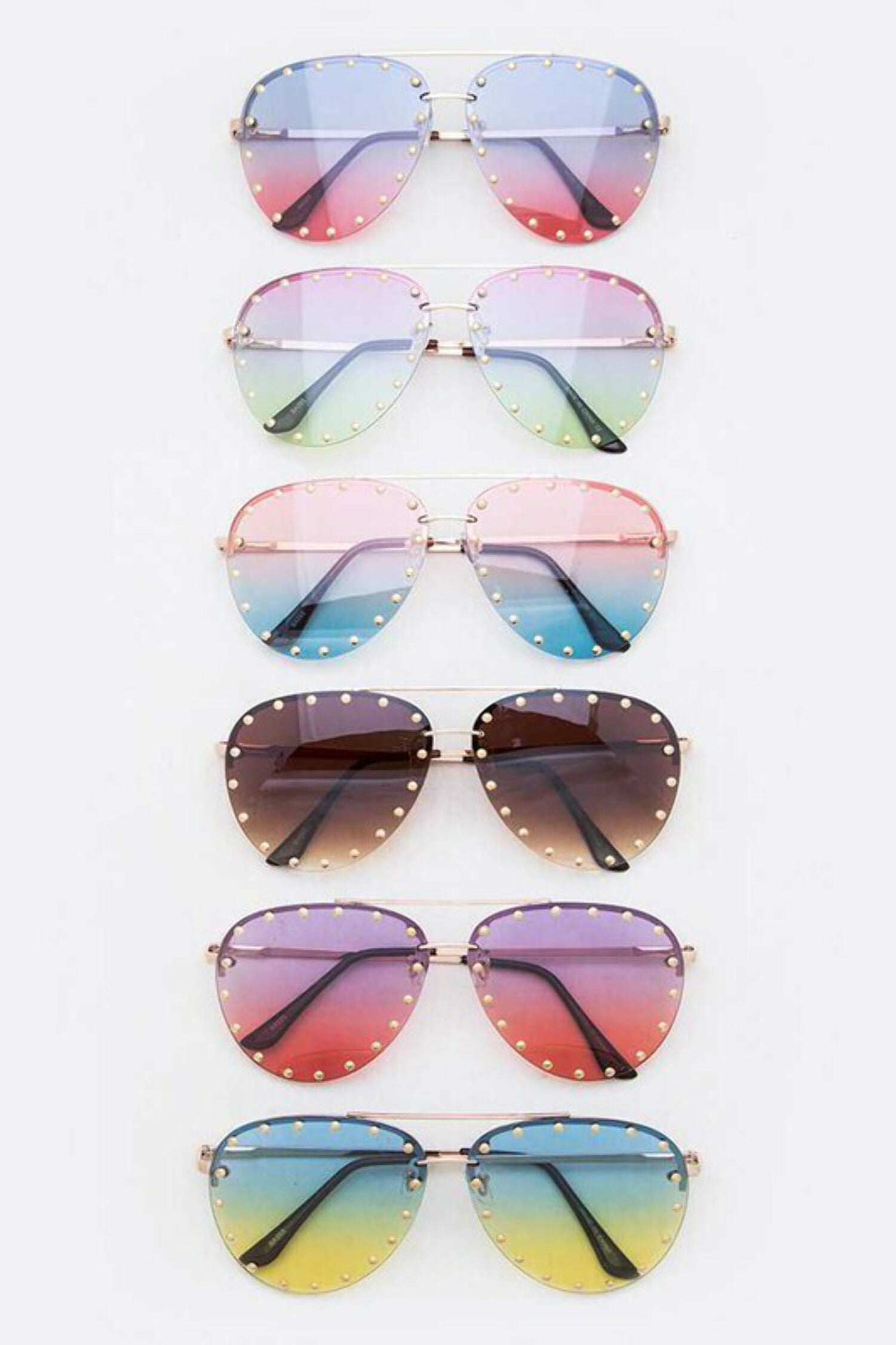 Studded Aviator Tint Sunglasses - Walmart.com