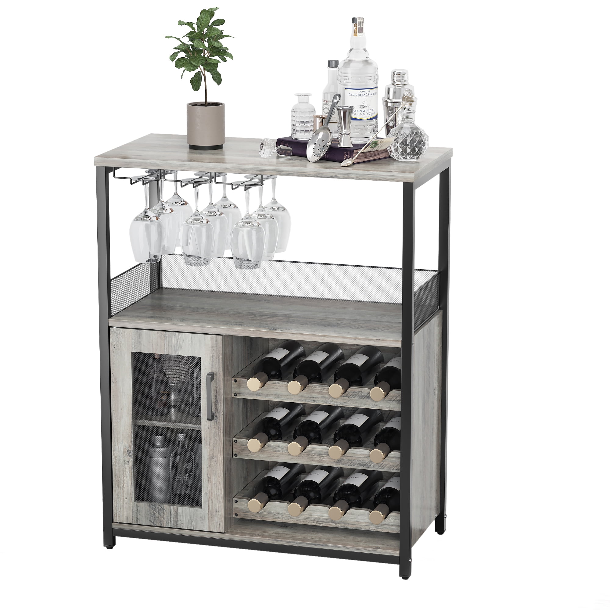 Click here for Outop 3-Tier Wine Bar Cabinet With Led Lights  Det... prices