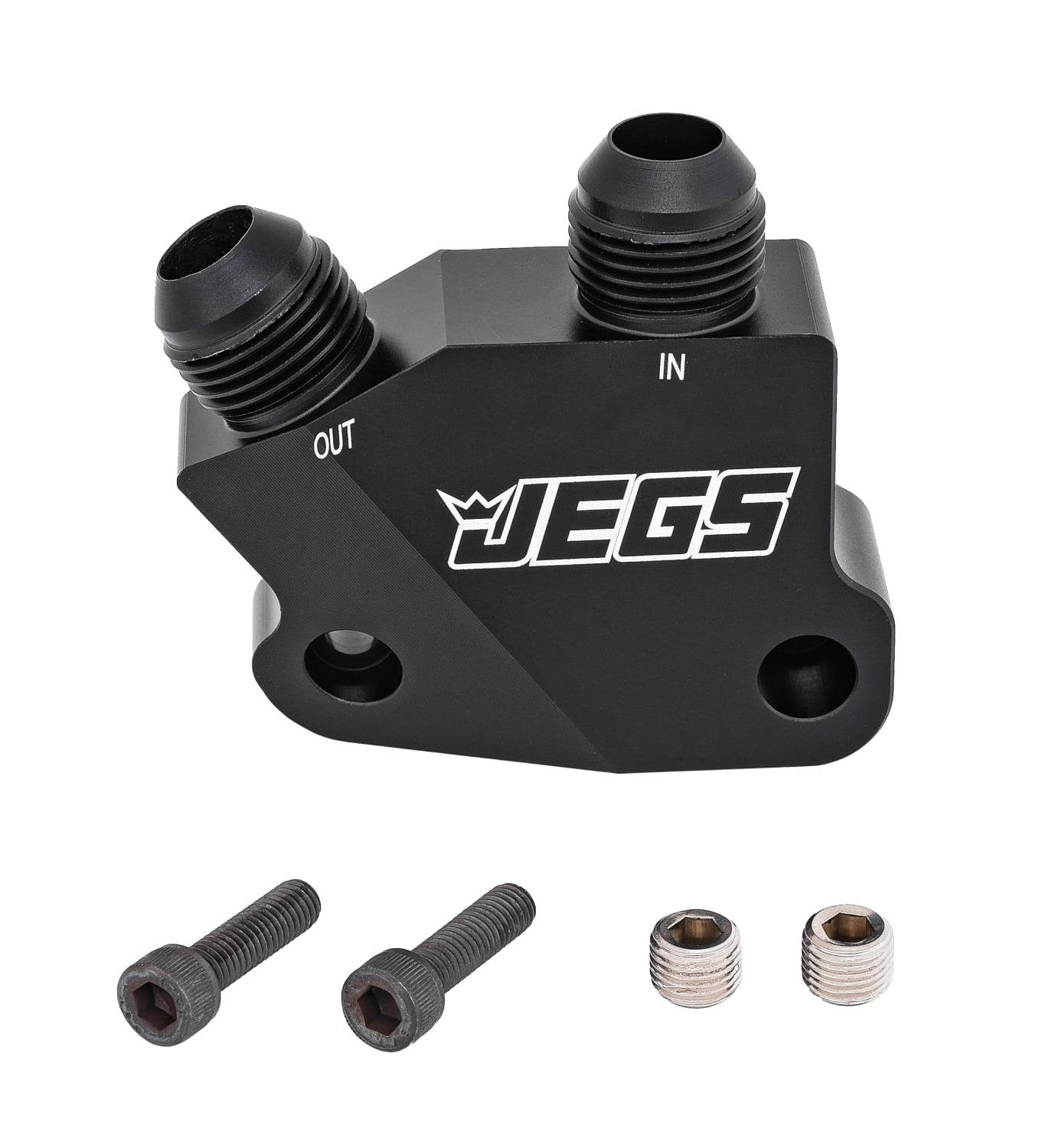 JEGS 126018 Side Mount Oil Cooler Adapter GM LS -10 AN Male Inlet ...