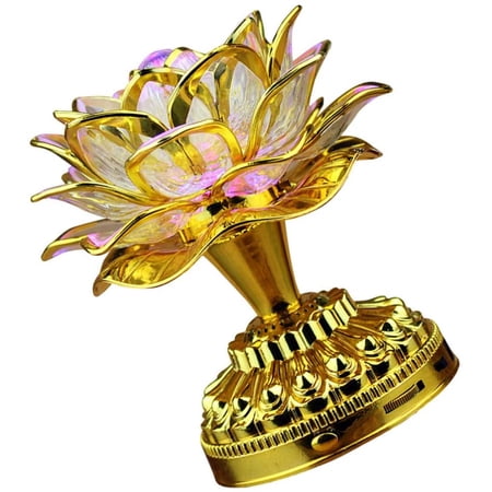 Golden LED Buddha Lamp Lotus Shaped Lamp Ornament Desktop Buddhist ...