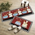 Fat Chef 2 Pieces Non-Slip Kitchen Mat Set Black White Checkered ...