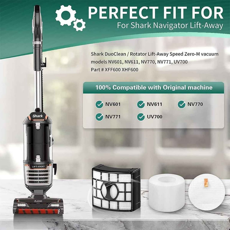 Filter Replacement for Shark Rotator DuoClean Lift Away NV601 NV611 NV770 NV771 UV700 Zero M Speed Upright Vacuum Cleaner 1 HEPA Filter 2 Foam