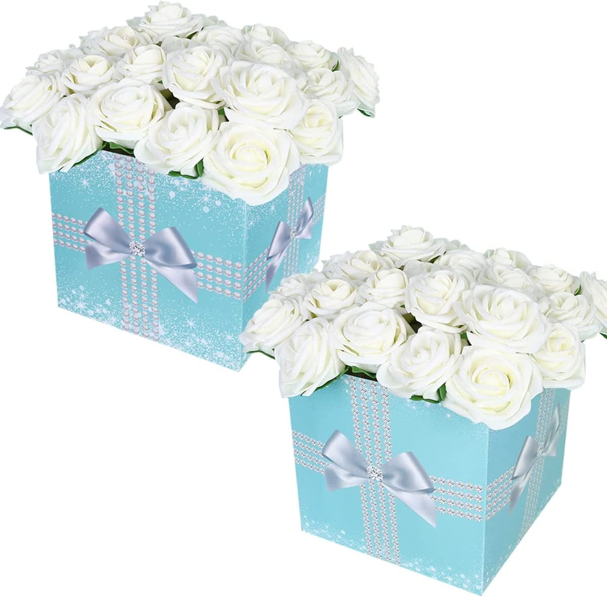 4PCS Turquoise Bride Flower Box for Bachelorette, Teal Sliver Bridal ...