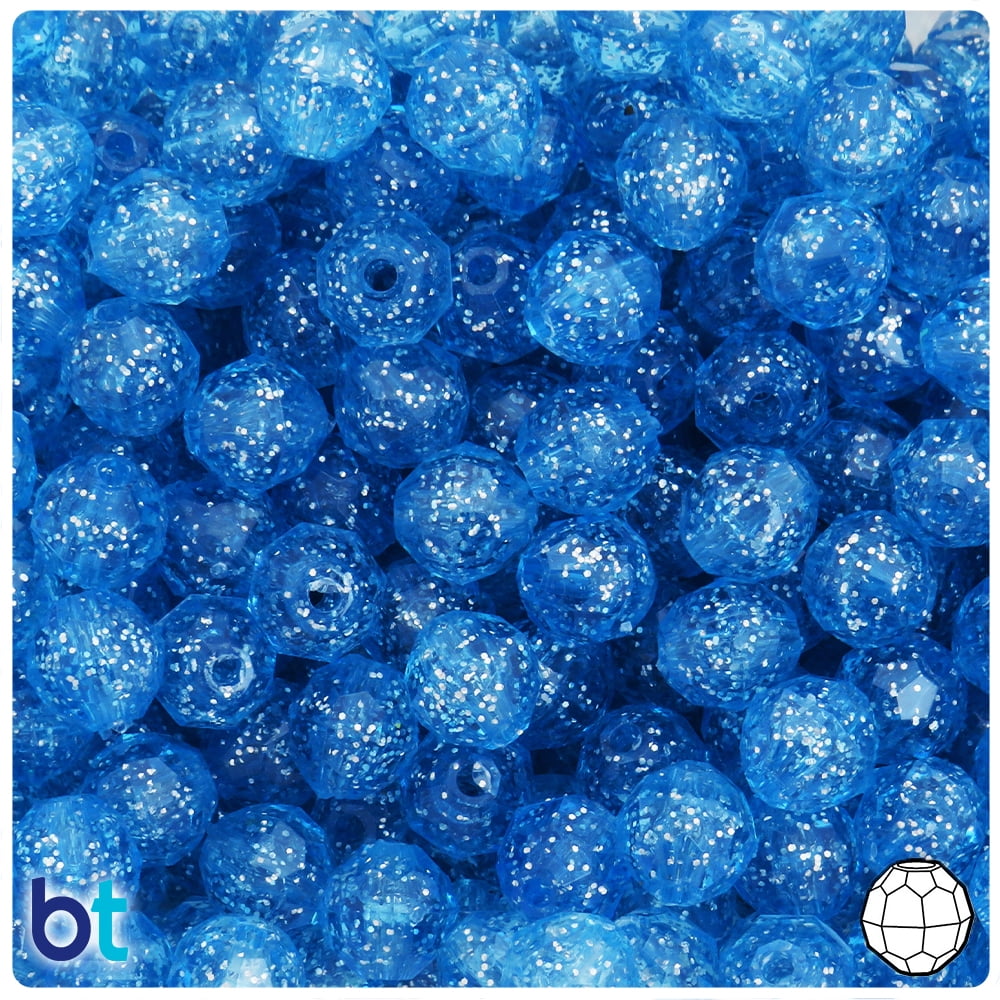 BeadTin Light Sapphire Sparkle 10mm Faceted Round Plastic Beads (225pcs ...