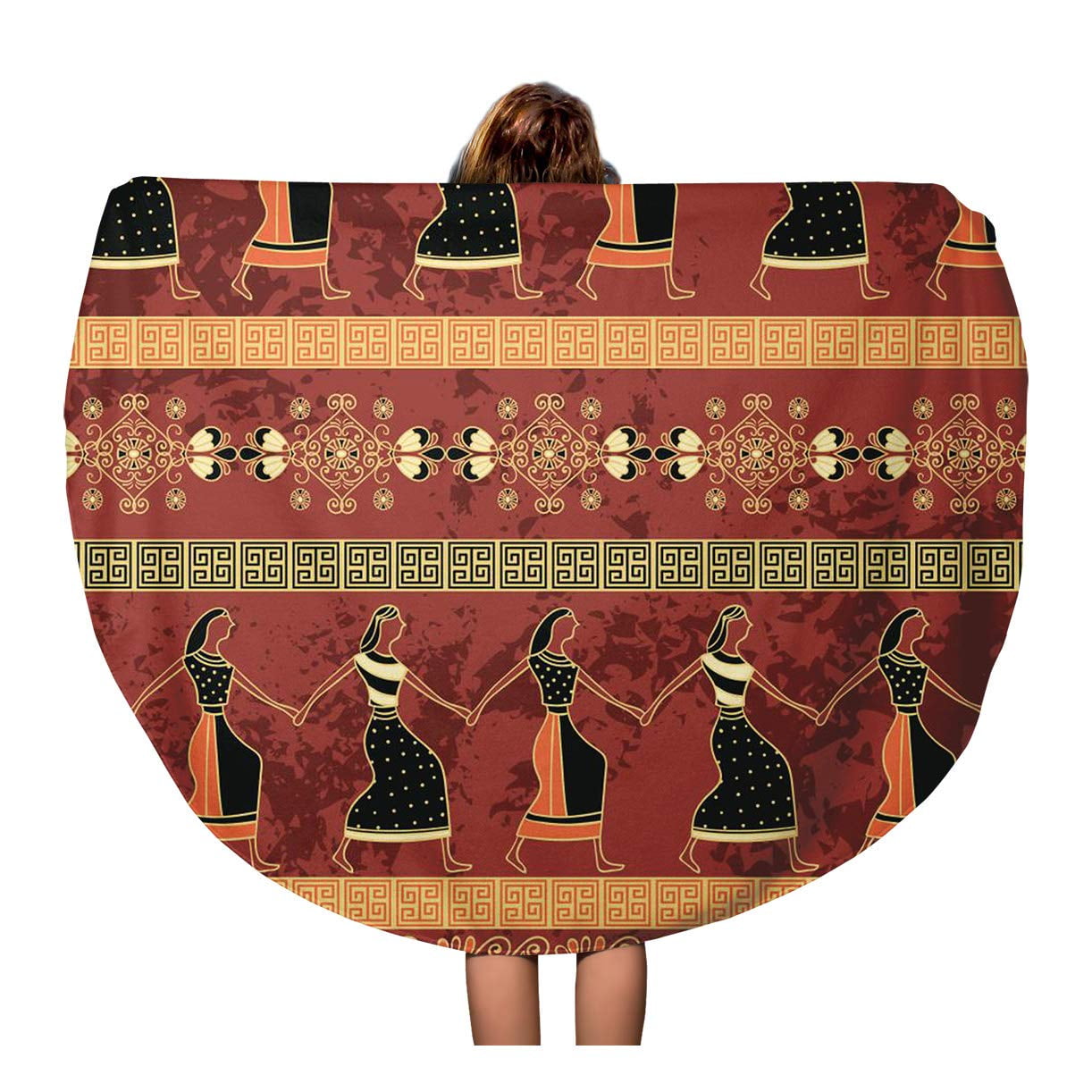SIDONKU 60 inch Round Beach Towel Blanket Roman Ancient Greek and ...