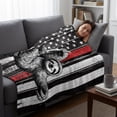 Flannel Throw Blanket for Couch Sofa Bed,USA Flag Red Line Firefighter ...
