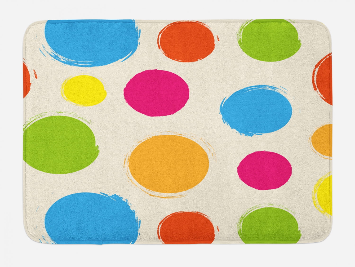 Abstract Bath Mat, Colorful Dots Circular Disc Shaped Round Forms Kids ...