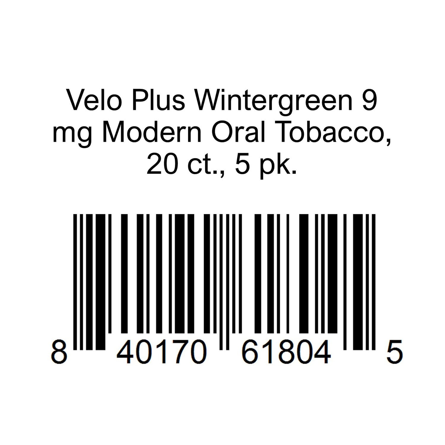Velo Plus Wintergreen 9 mg Modern Oral Tobacco, 20 ct., 5 pk ...