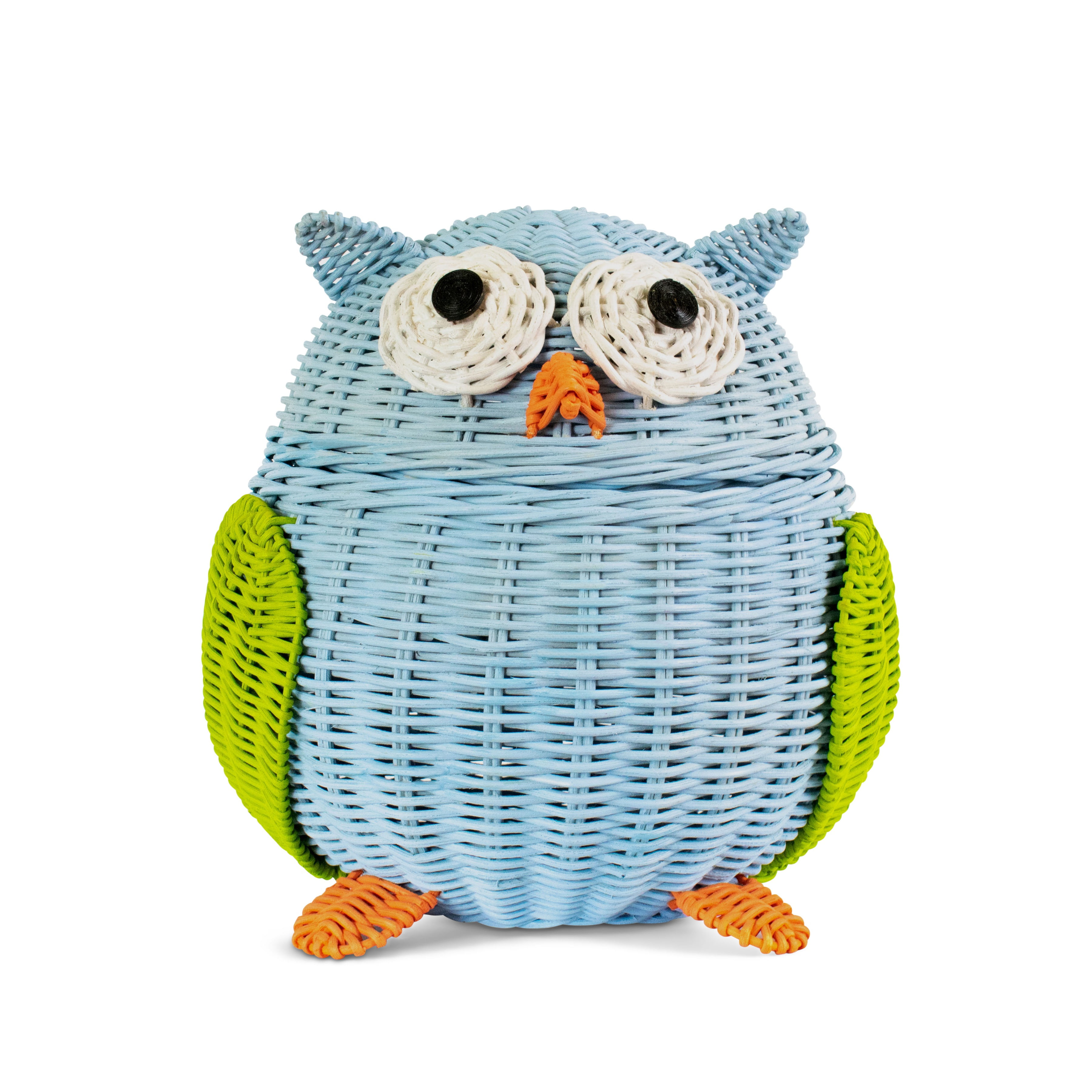 Blue Owl Rattan Storage Basket with Lid Decorative Home Decor Hand ...